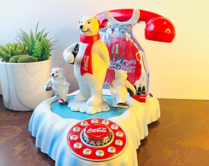 Working Novelty Coca Cola Animated Polar Bear Phone Dial up Rotary ...