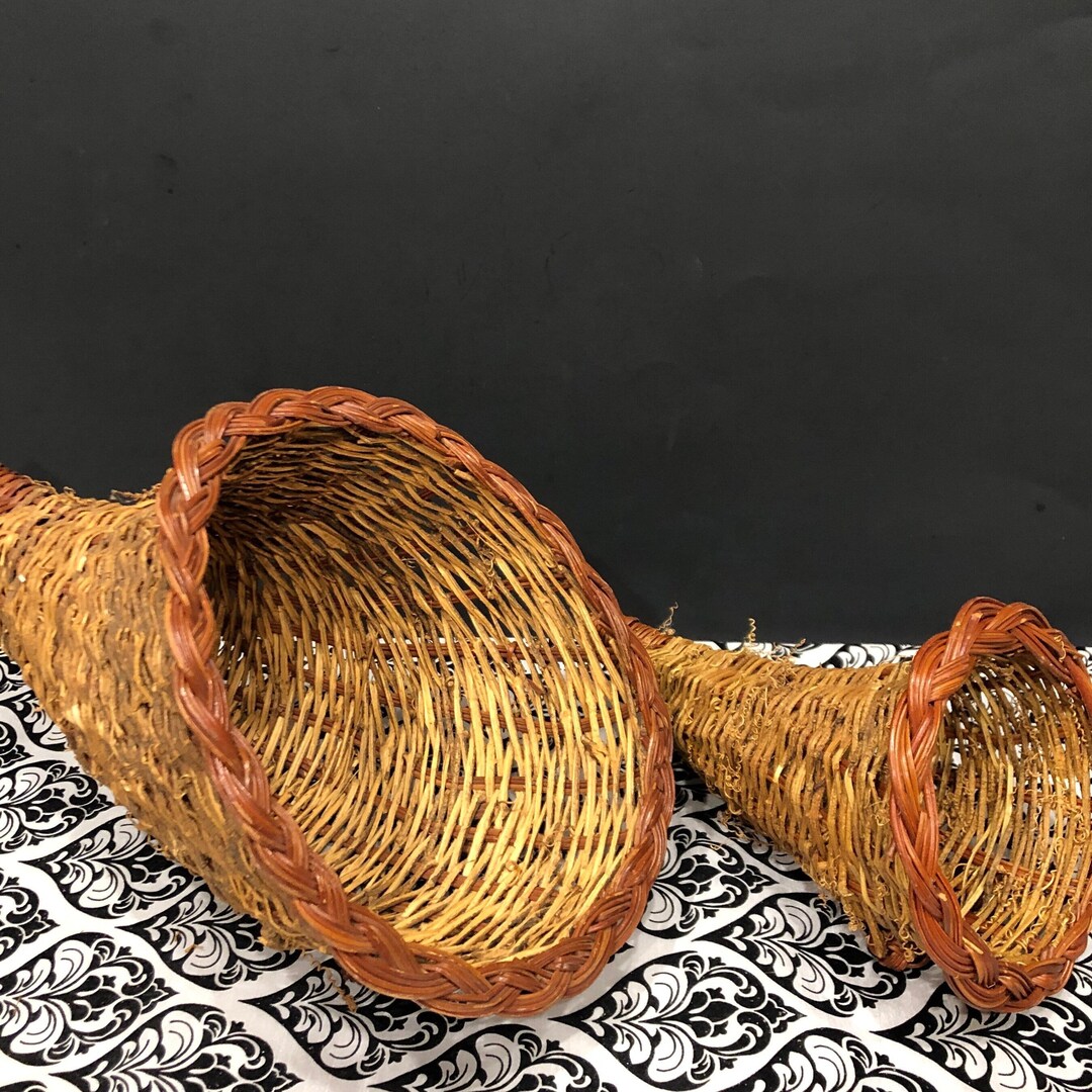Two Piece Cornucopia Wicker Thanksgiving Basket, Dining Table ...