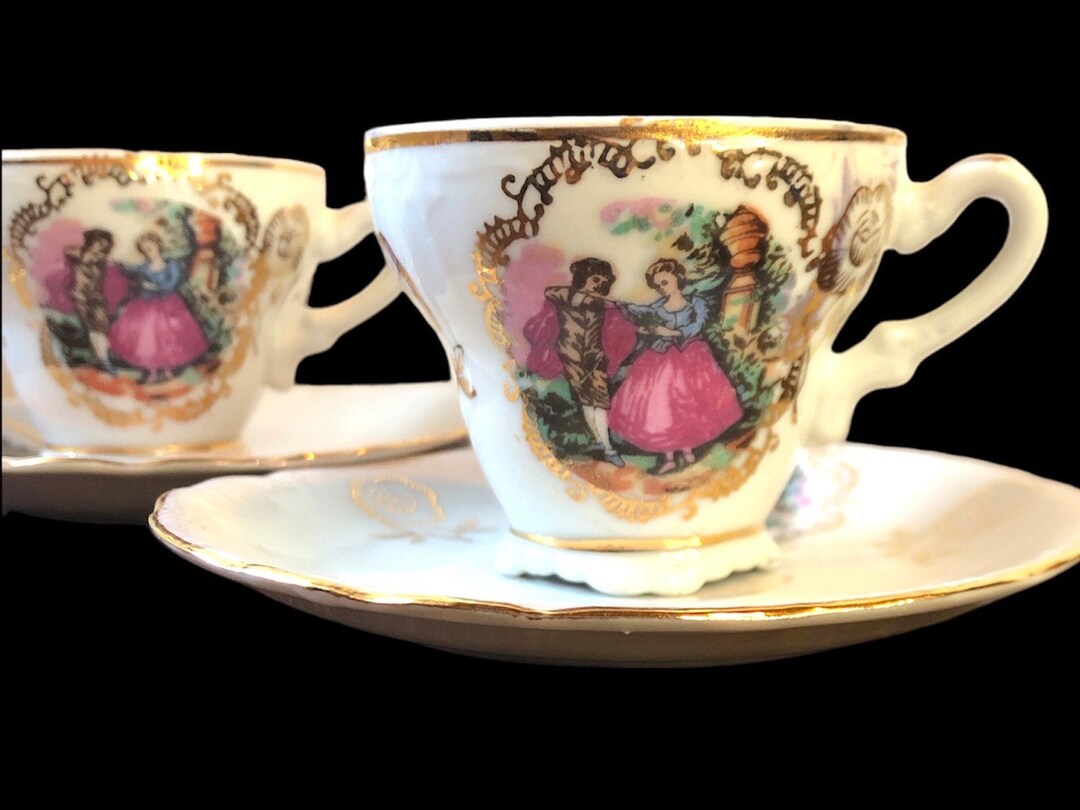 Two 1950s Courting Couple Teacups With Matching Saucer Plates, Vintage ...