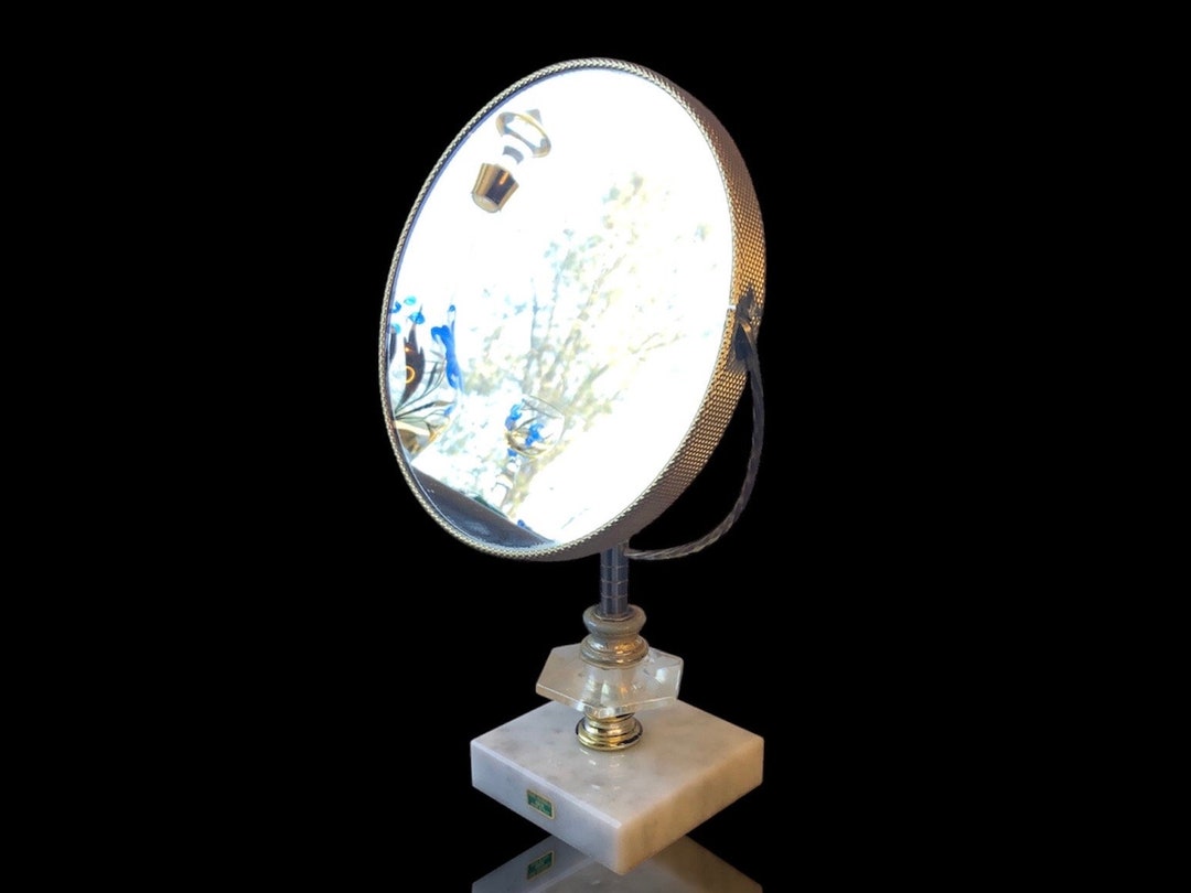 1970s Vintage Italian Marble Base Swivel Vanity Magnifying Two Way ...