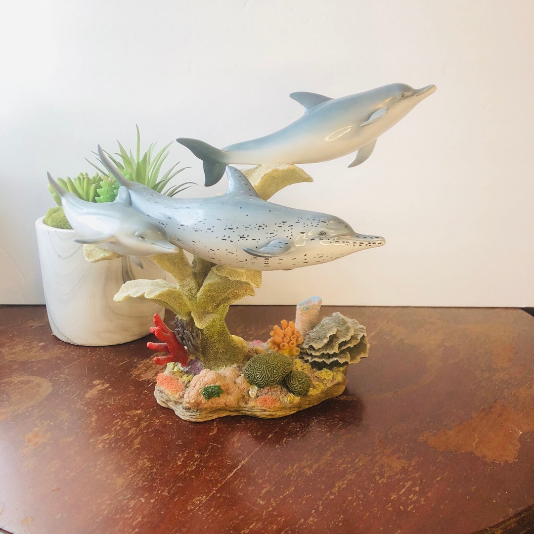 Dolphin Statue Resin Figurine - Beach House Decor - Ocean Life ...