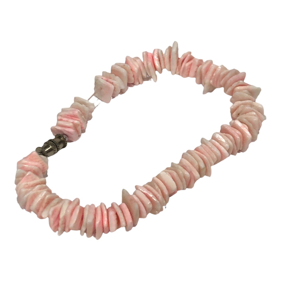 Vintage Hawaiian 90s Pink Puka Sea Shell Bracelet Surfer Jewelry ...