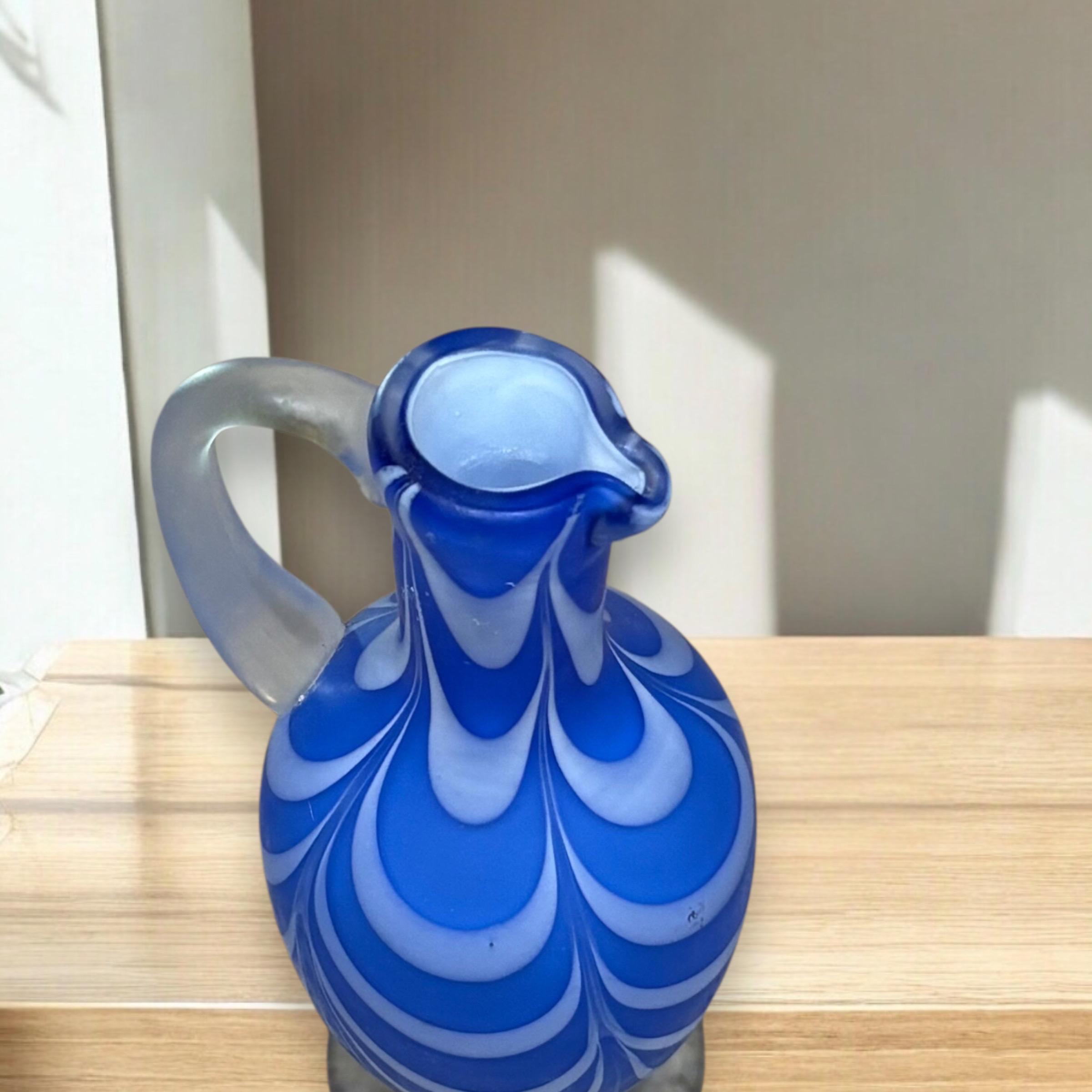 Antique Nailsea Glass Cruet Bottle: Blue White Feather Swirl Design - Etsy