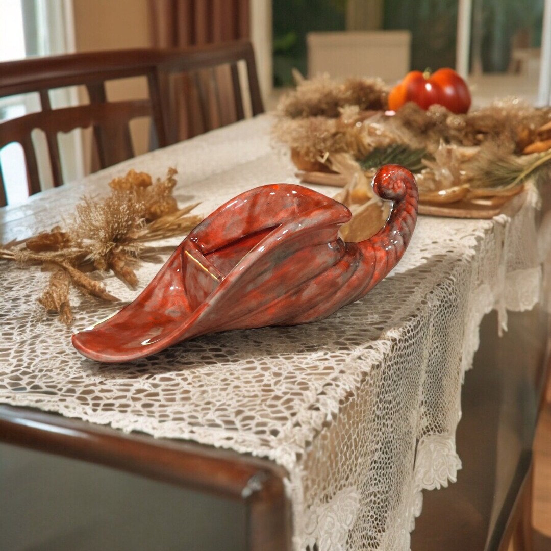 Handmade Pottery Cornucopia – Fall Horn of Plenty Planter ...