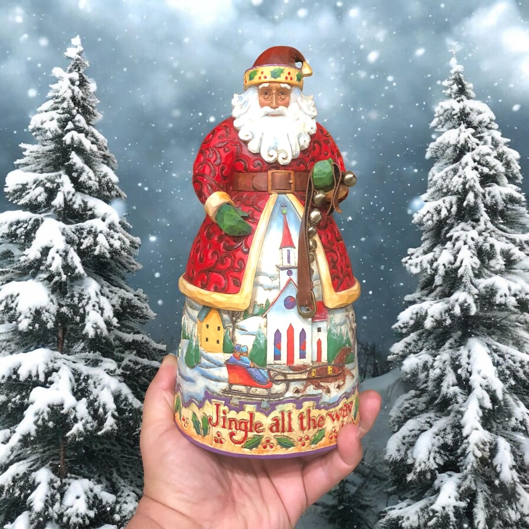Jim Shore Santa Figurine Bells on Bobtail Ring Jingle All the Way With ...