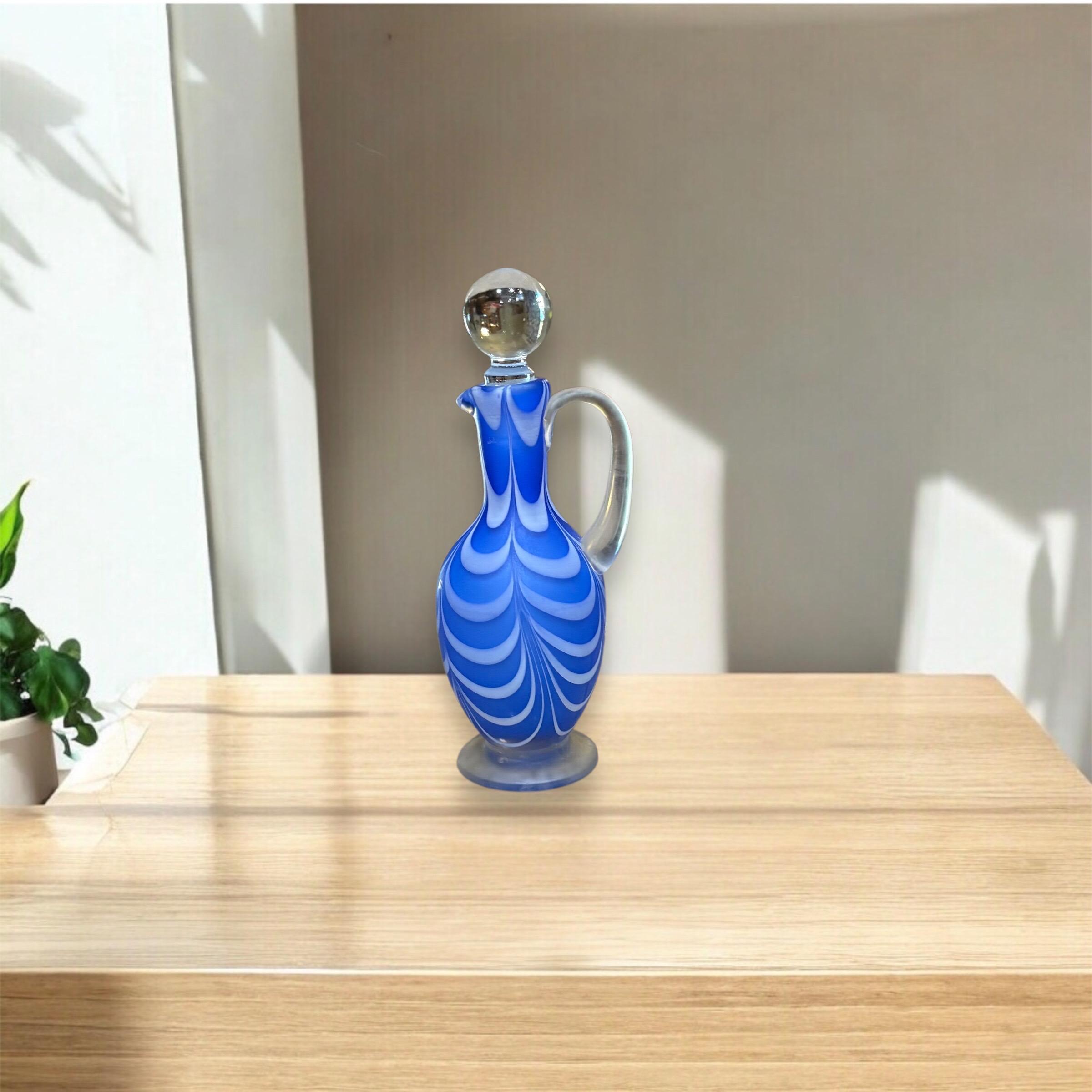 Antique Nailsea Glass Cruet Bottle: Blue White Feather Swirl Design - Etsy