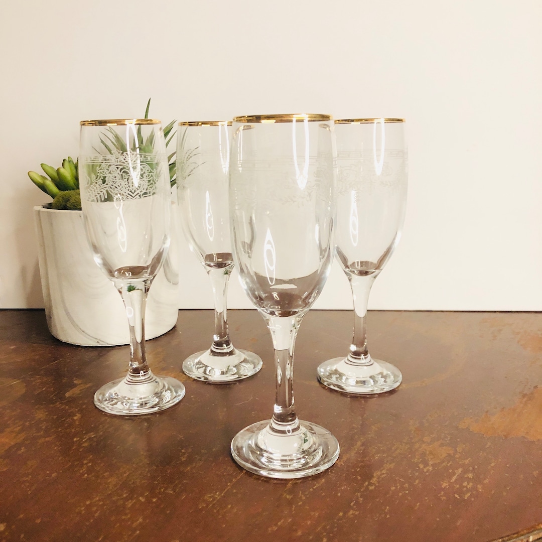 Italian 24k Gold Rimmed Champagne Flutes, Champagne Wedding Toasting ...