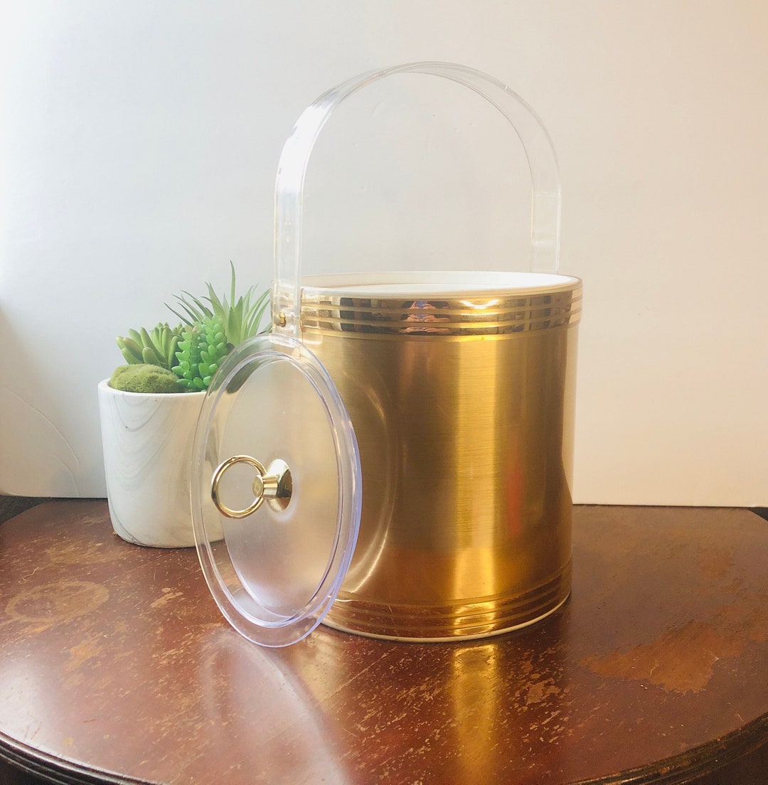 Retro Ice Bucket, 1960s 70s Ice Bucket, Gold Color Ice Bucket, MCM ...