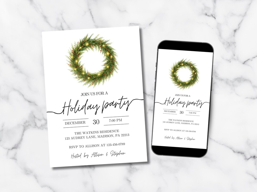 Editable Holiday Party Invitation, Holiday Party Invite, Festive ...