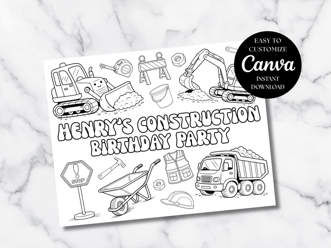 Construction Birthday Coloring Pages, Little Builder Coloring Sheets ...