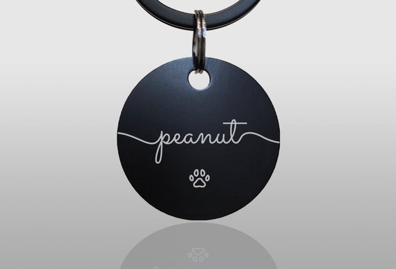 Cursive With Paw Print Custom Engraved Dog Tag | Etsy