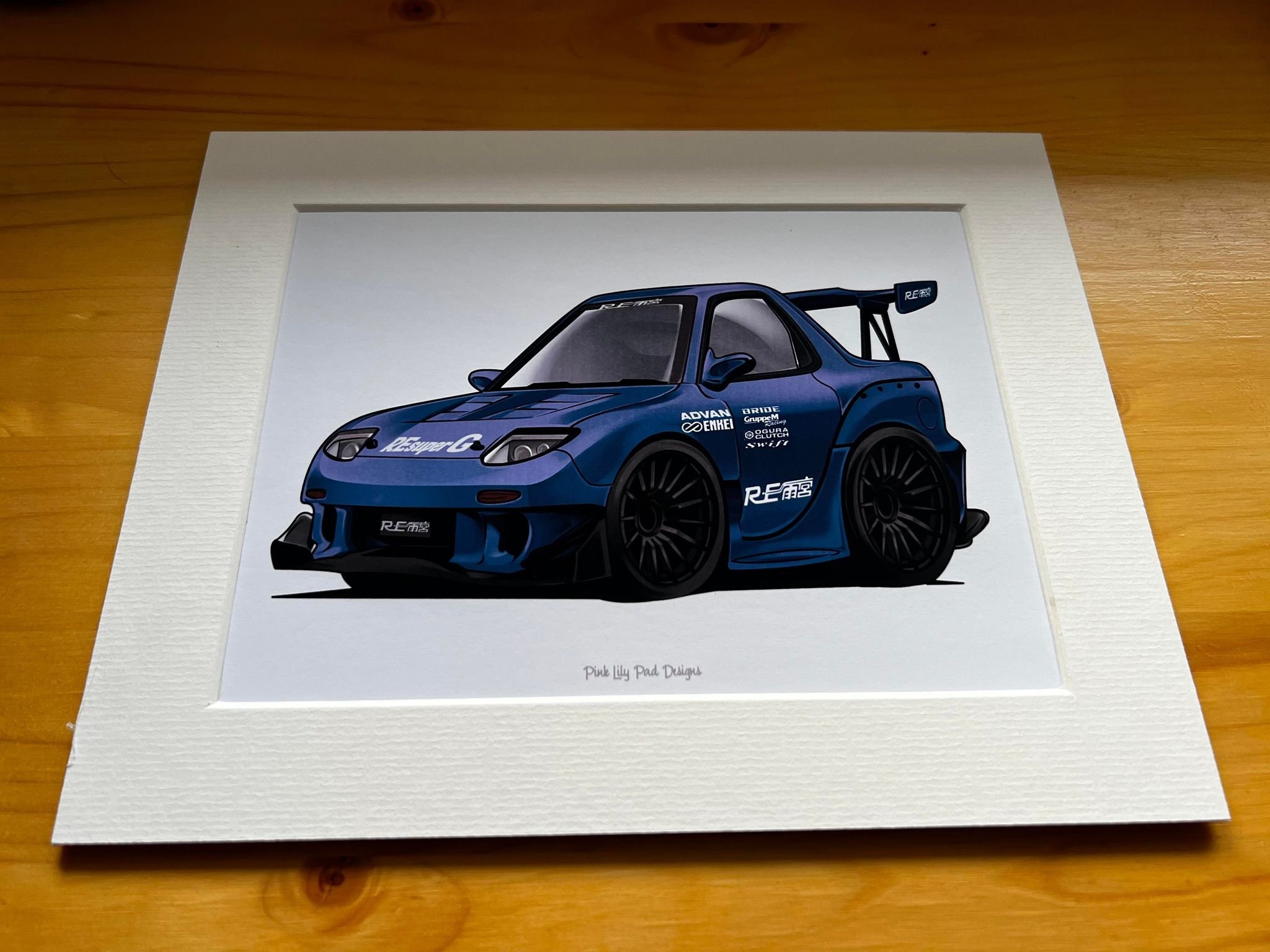 Mazda RX7 RE Amemiya RX7 Cartoon Mounted Print Pink Lily Pad - Etsy ...
