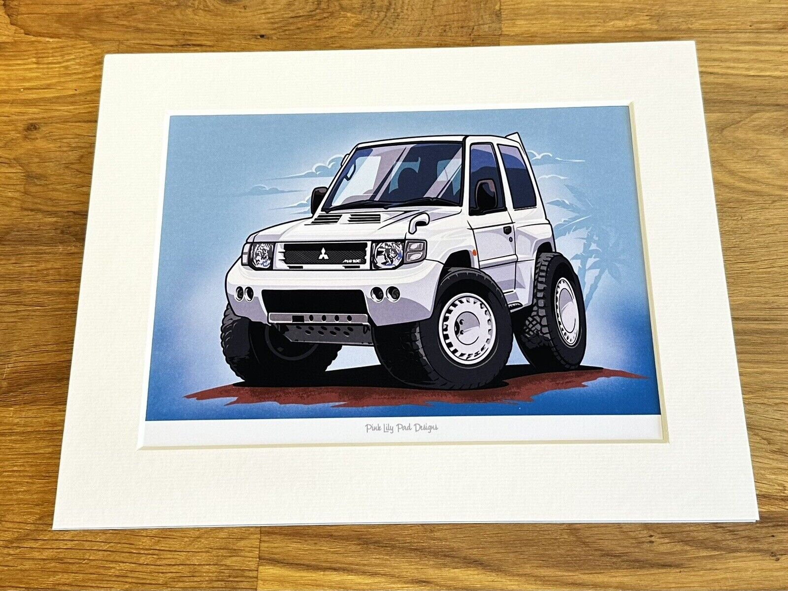 Mitsubishi Pajero Evolution Cartoon Mounted Print - Pink Lily Pad ...