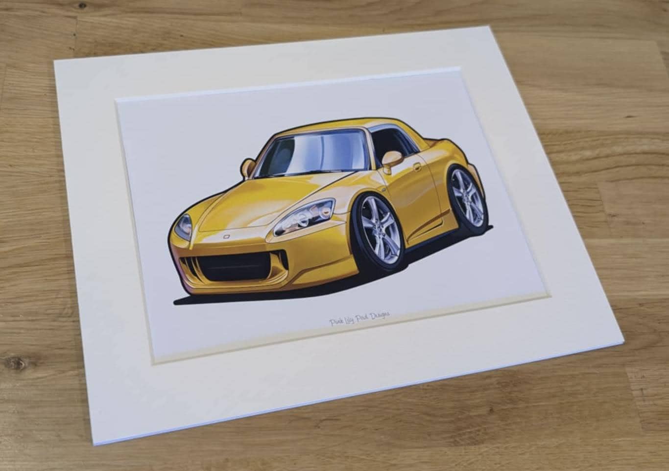 S2000 Car Cartoon Style Drawing-pink Lily Pad Artwork - Ready to Frame ...