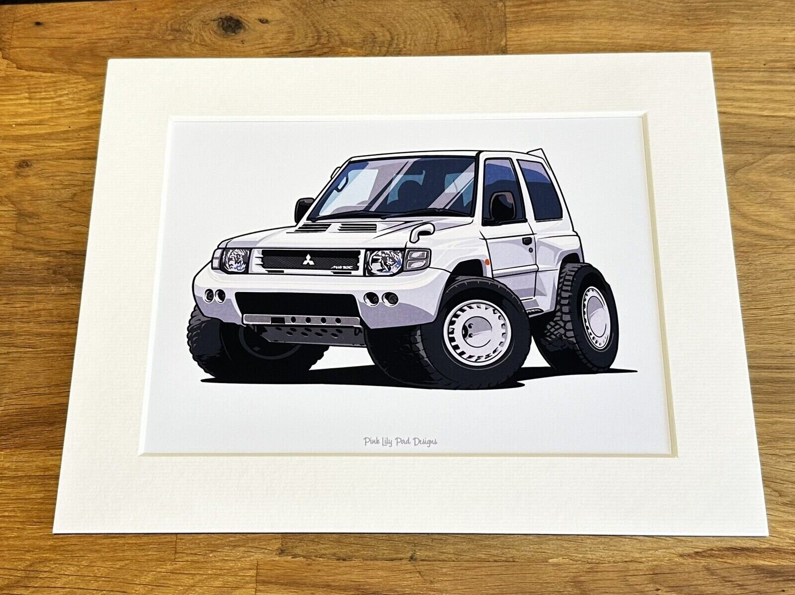 Mitsubishi Pajero Evolution Cartoon Mounted Print - Pink Lily Pad ...