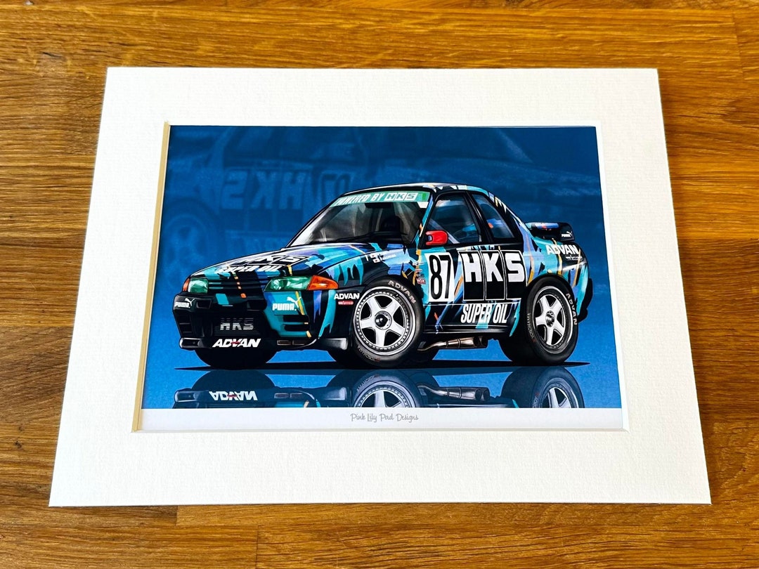 HKS Nissan Skyline GTR R32 Car Cartoon Style Drawing - Etsy