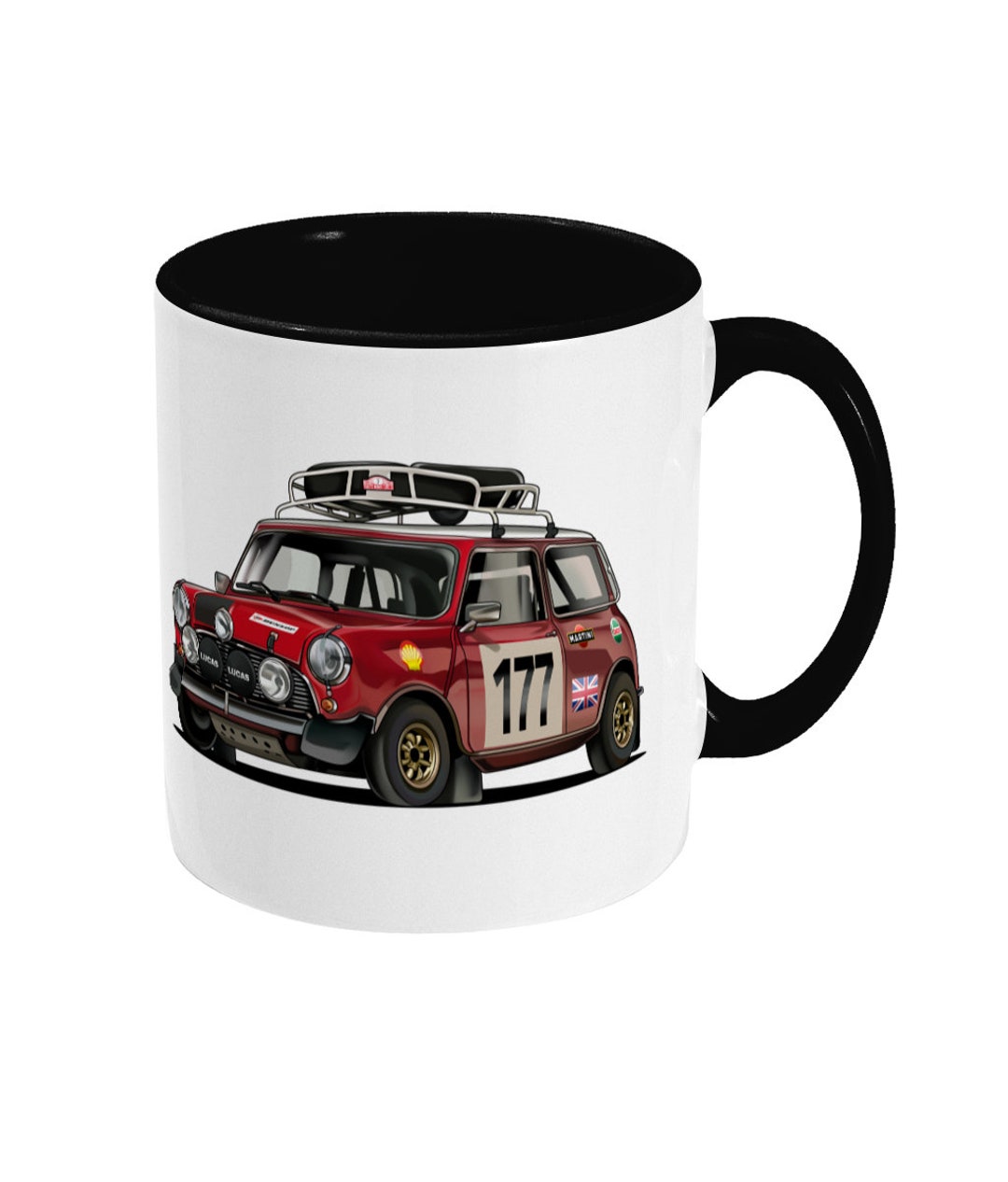 Mini Cooper Rally Car Cartoon Two Toned Mug - Etsy