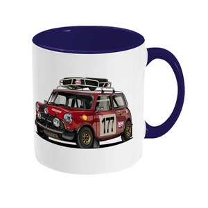 Mini Cooper Rally Car Cartoon Two Toned Mug - Etsy