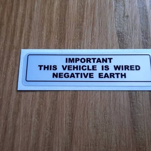 Earth Polarity Sticker - Negative Earth / Positive Earth - Laminated - Etsy