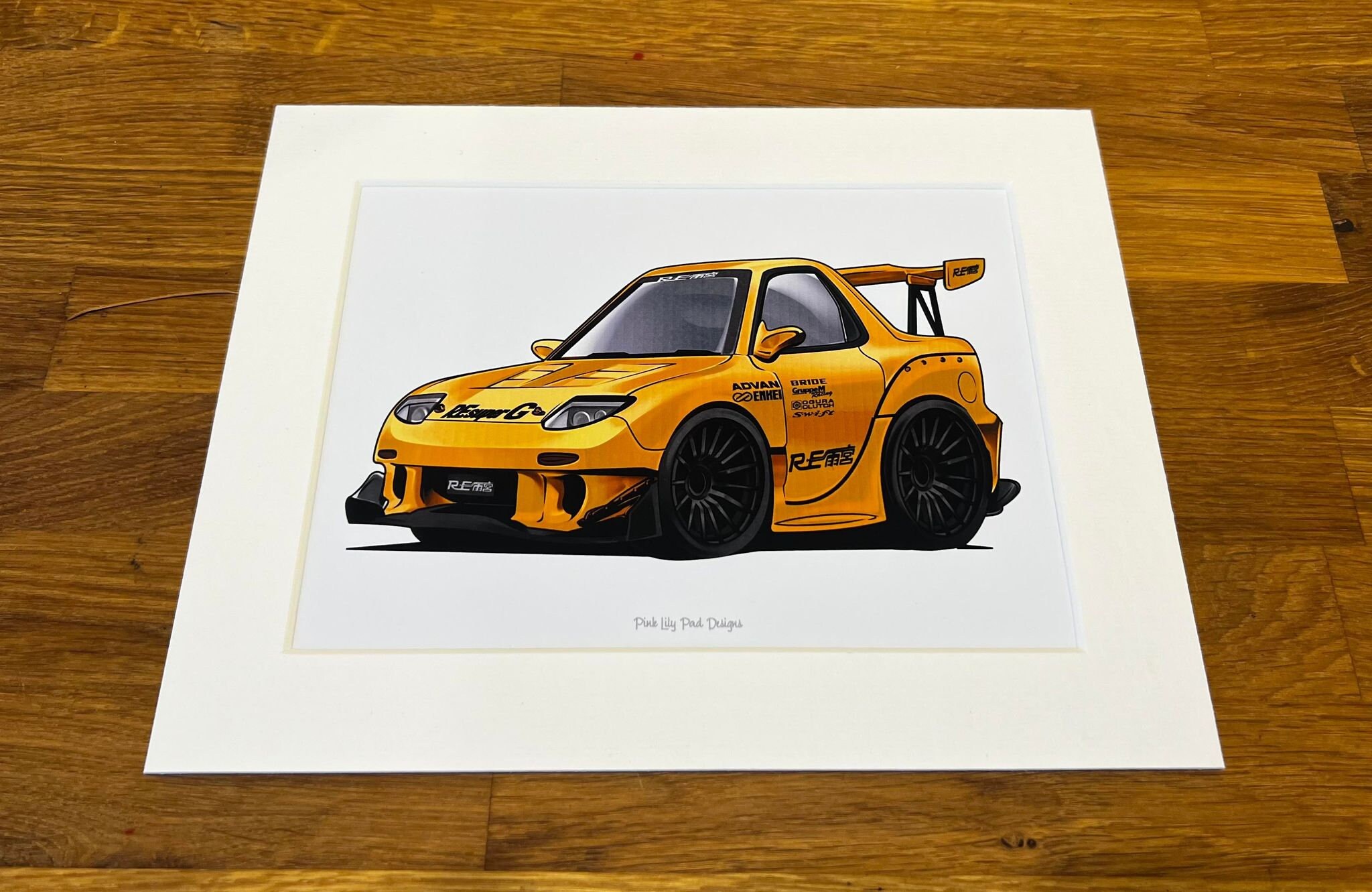 Mazda RX7 RE Amemiya RX7 Cartoon Mounted Print Pink Lily Pad - Etsy UK