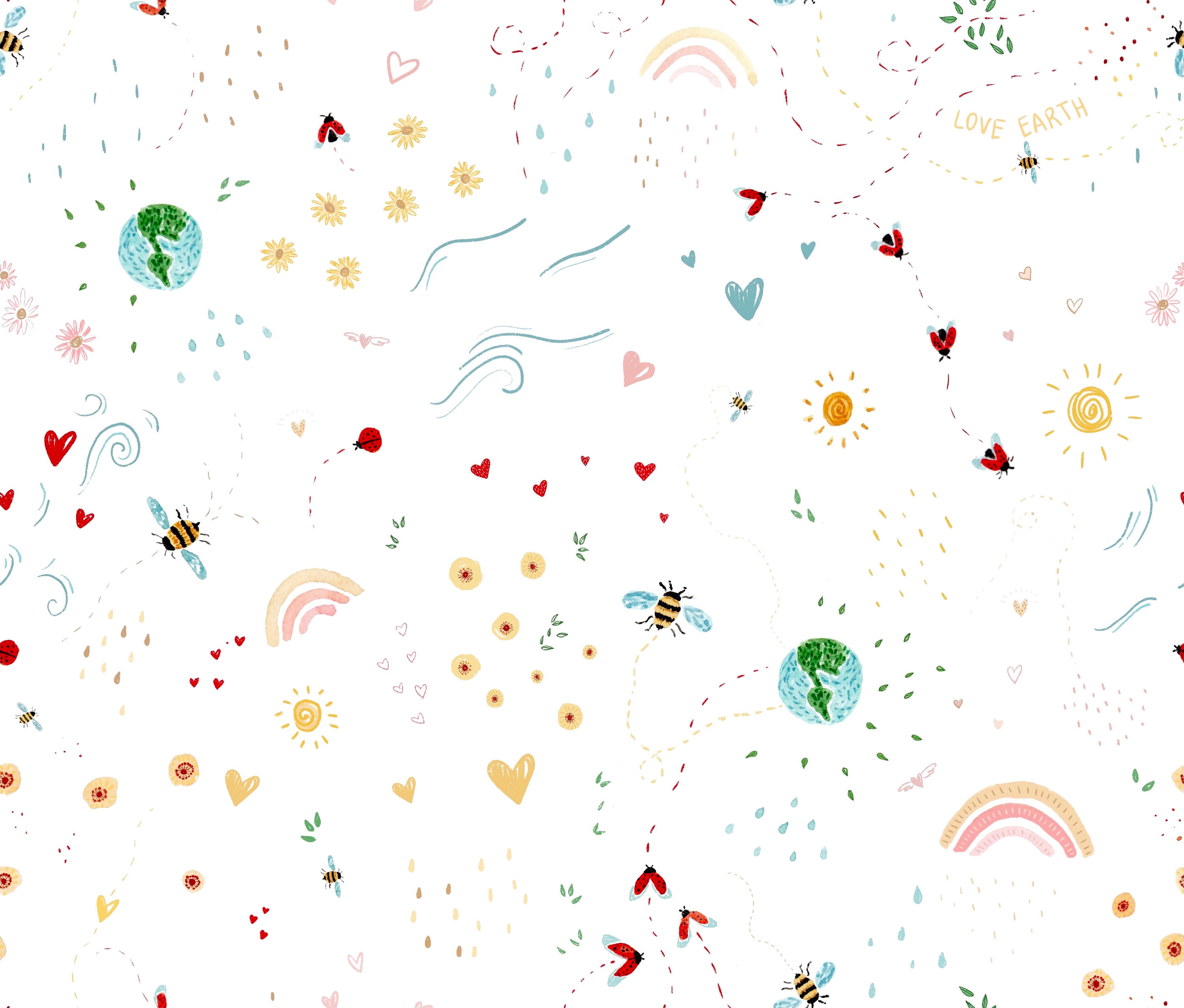 Rainbow and Flowers Watercolor Surface Pattern Design - Etsy