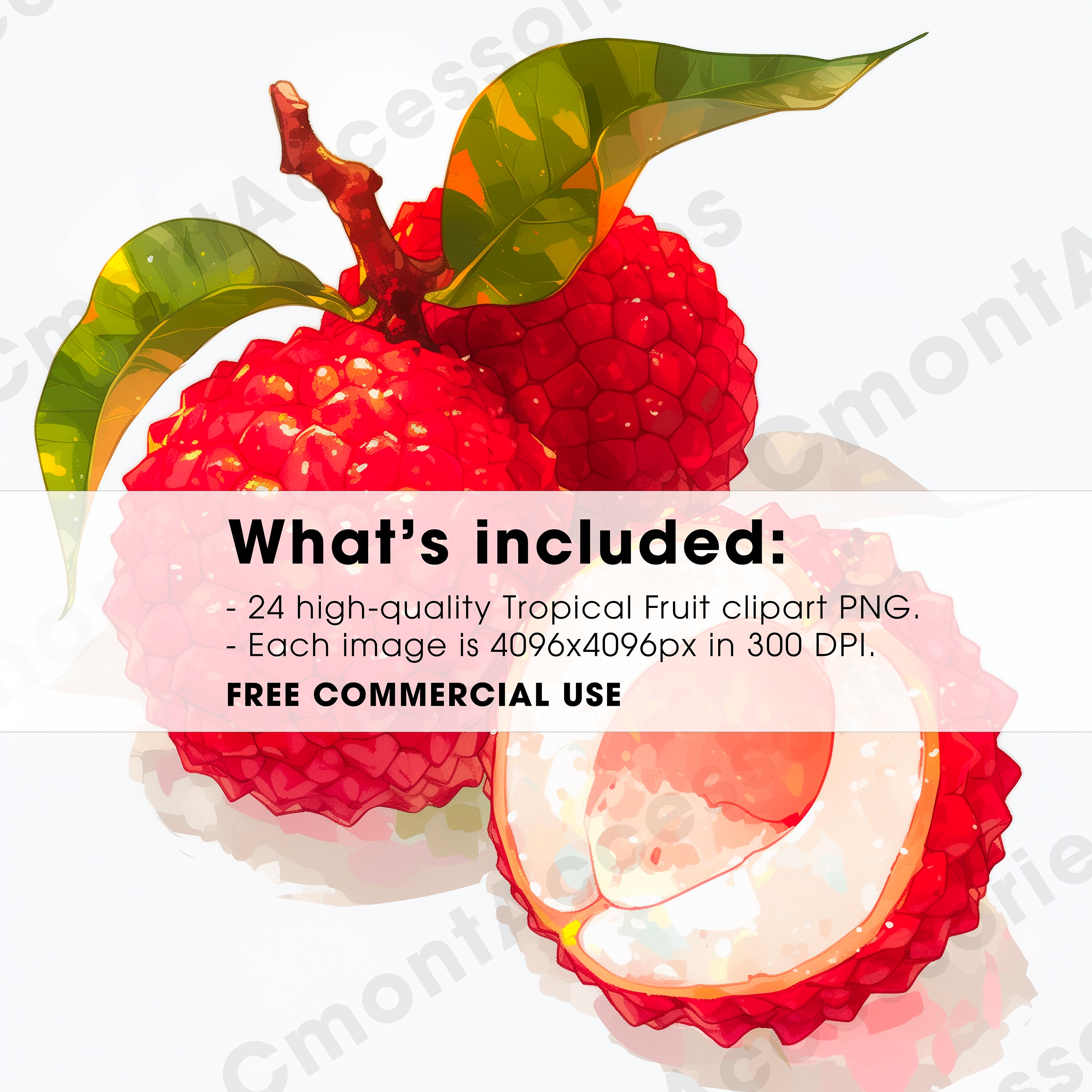 Commercial Use, Bundle PNG Watercolor Fruit Clipart, Tasty Fruit ...