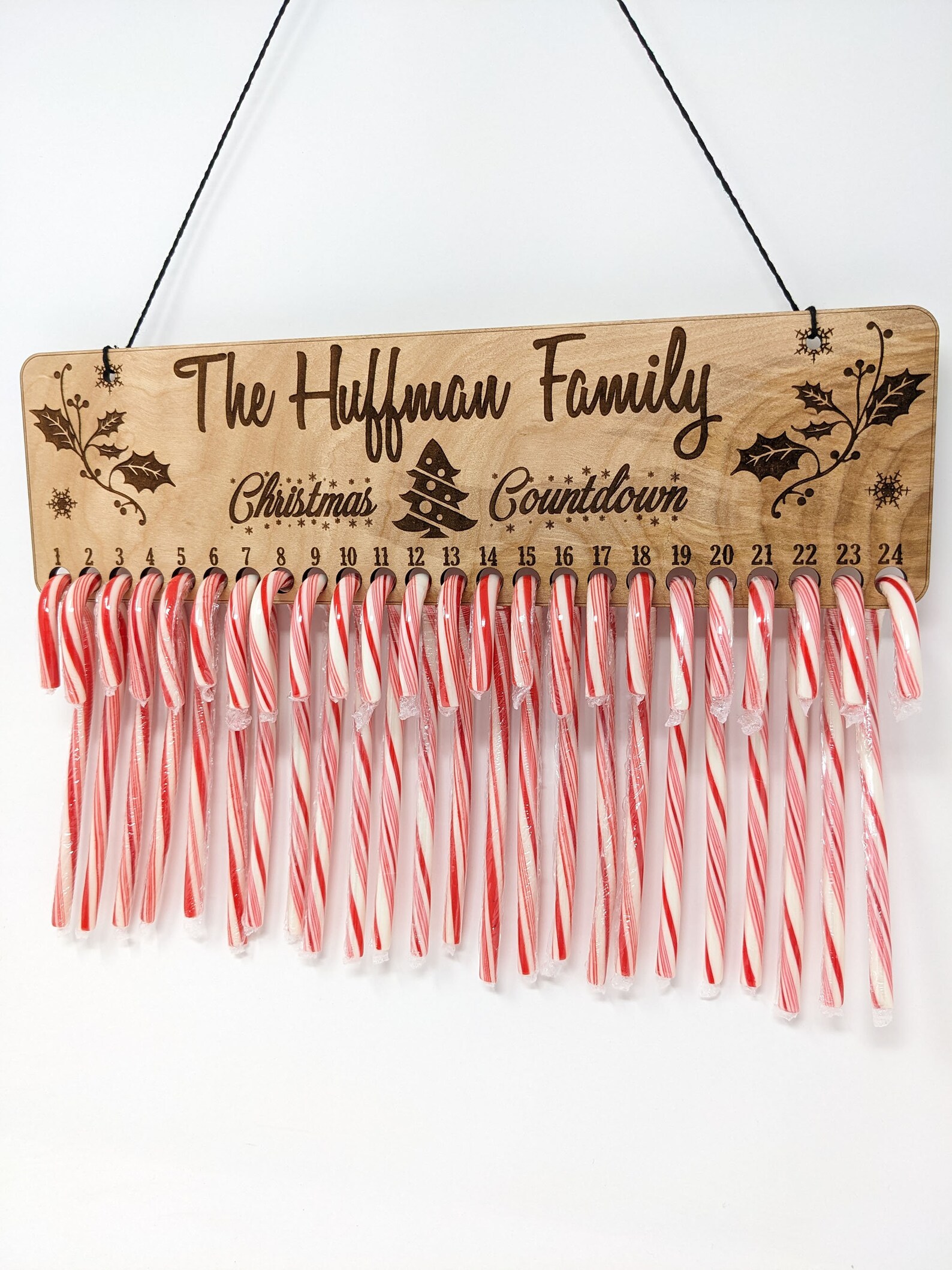 Personalized Family Name Christmas Candy Cane Countdown Decoration - Etsy