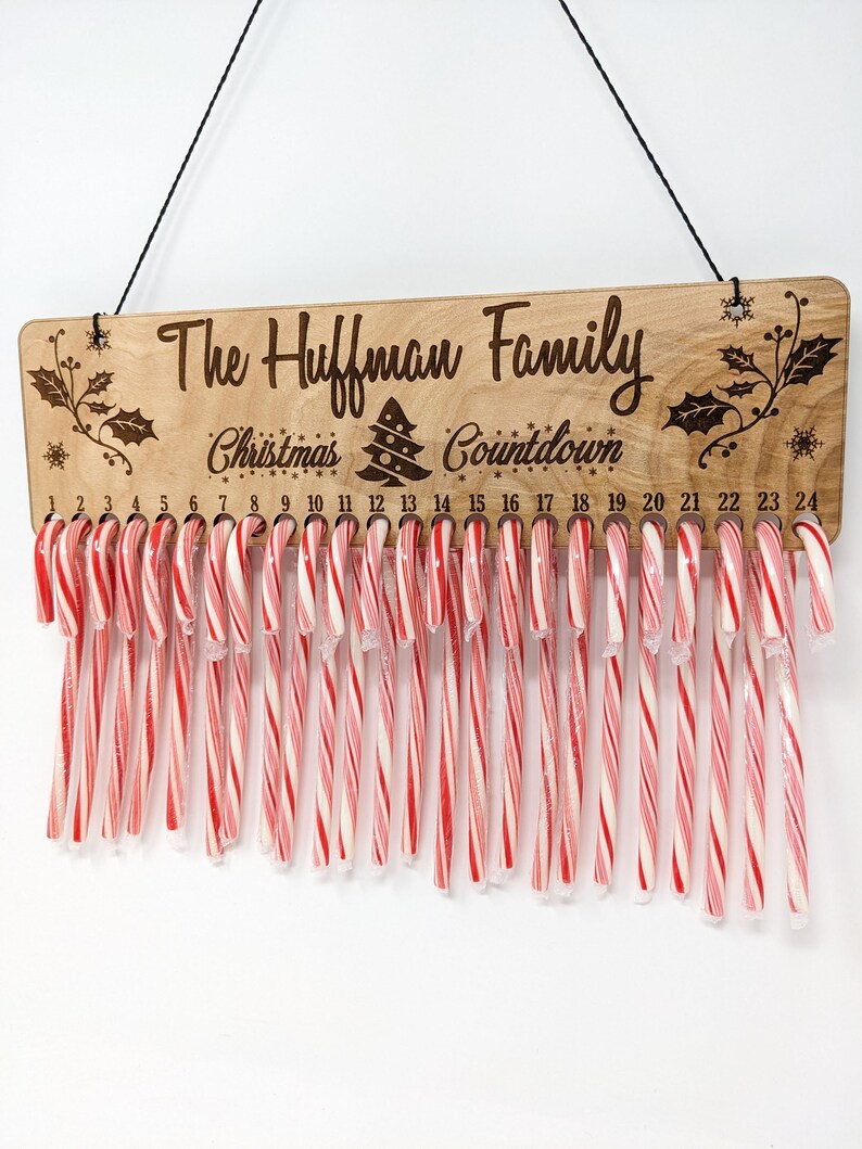 Personalized Family Name Christmas Candy Cane Countdown Decoration - Etsy