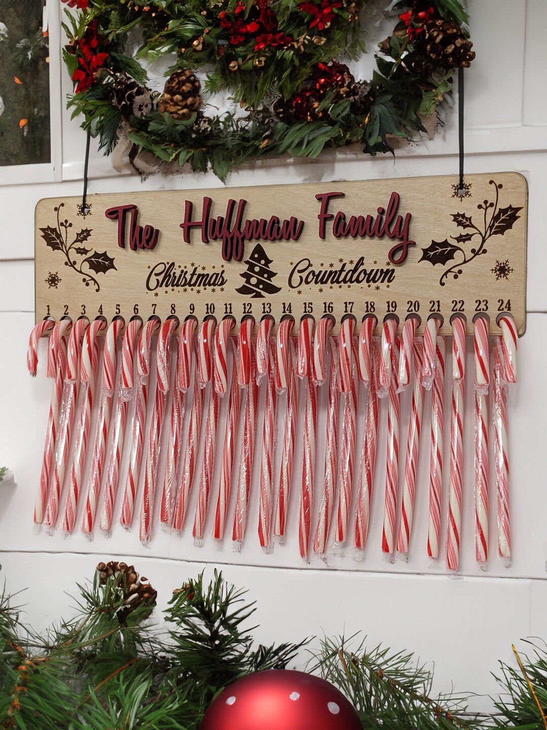 Personalized Family Name Christmas Candy Cane Countdown Decoration - Etsy