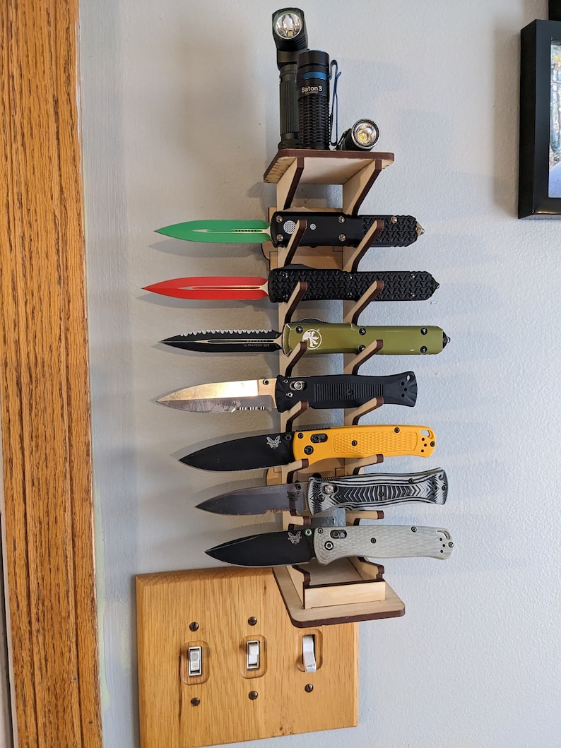 Floating Wall Mount EDC Rack Storage Display for Pocketknives, Knife ...