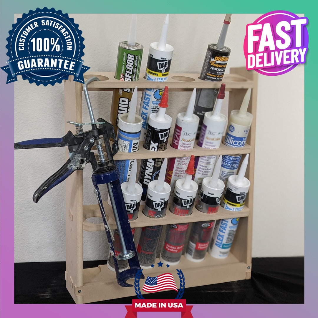 18-tube Caulking Adhesive Organizer: Free Standing, Stackable MDF Shelf ...