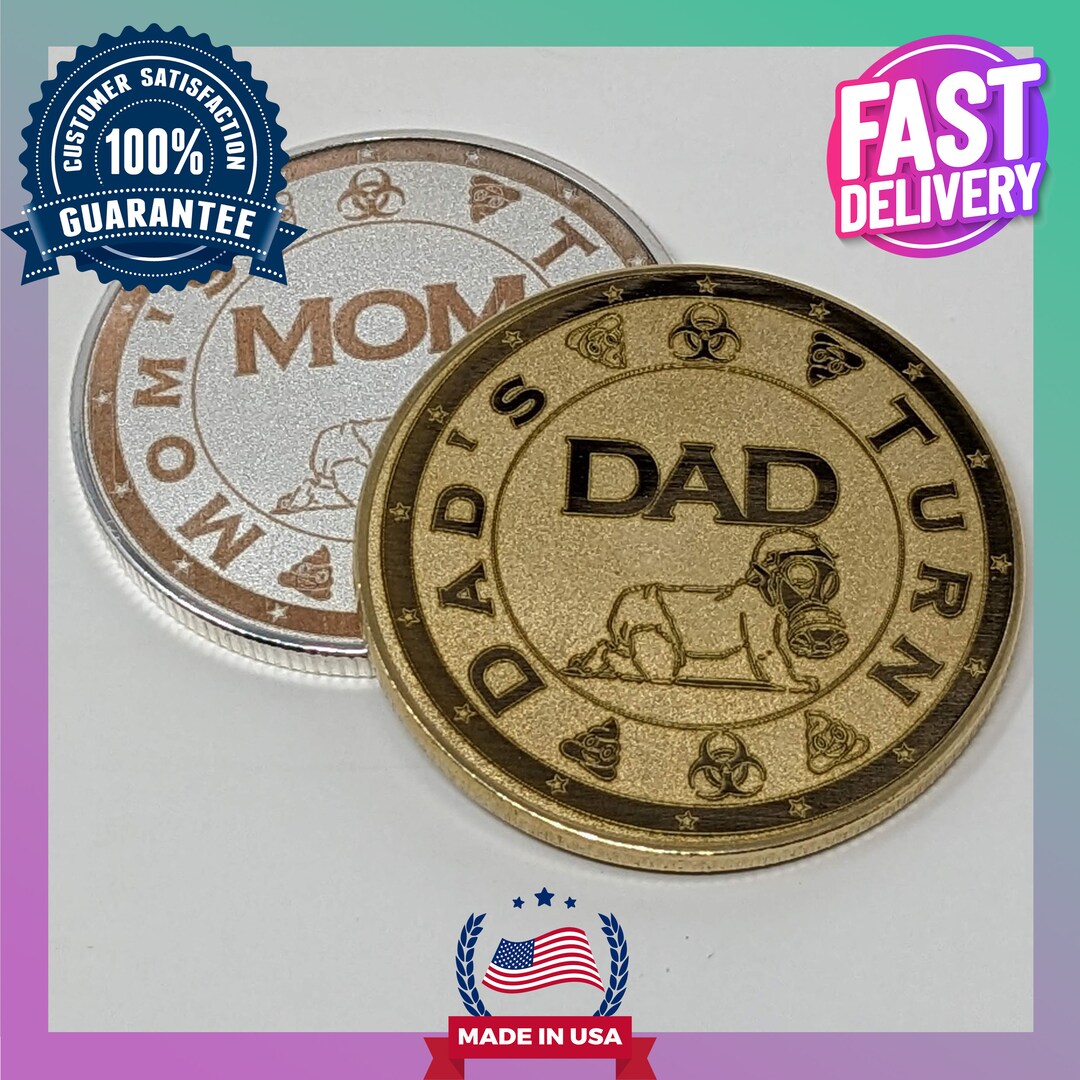 Diaper Duty Decider, New Mom Gift, Flip Coin to Decide Who Has to ...