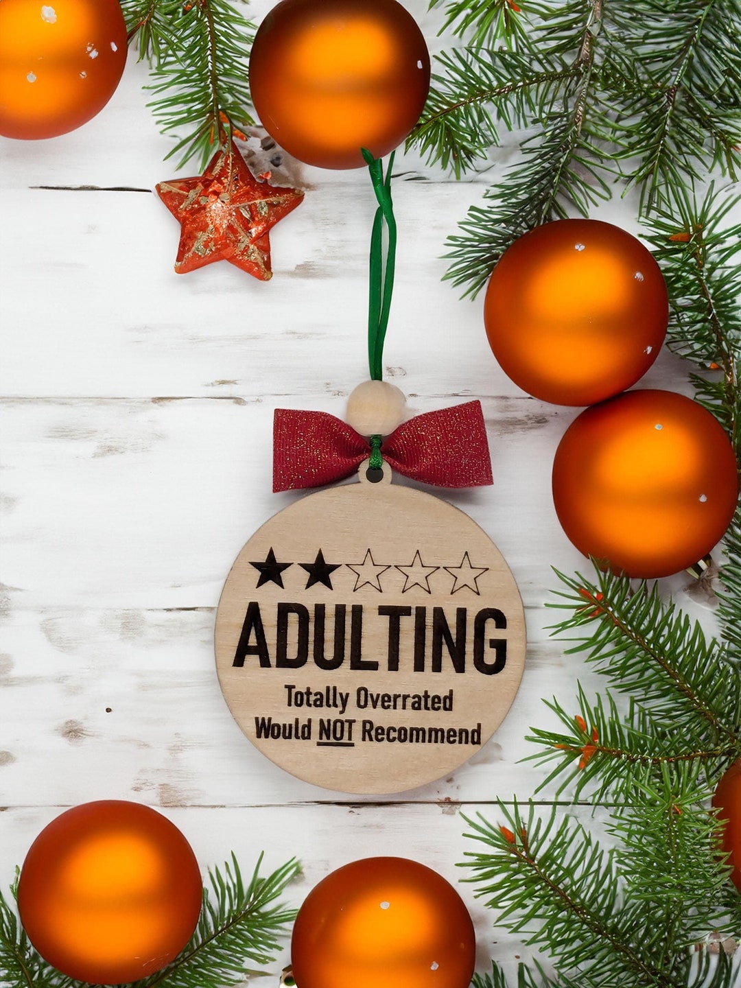 Funny Adulting Two-star Christmas Ornament: Overrated Gift - Etsy