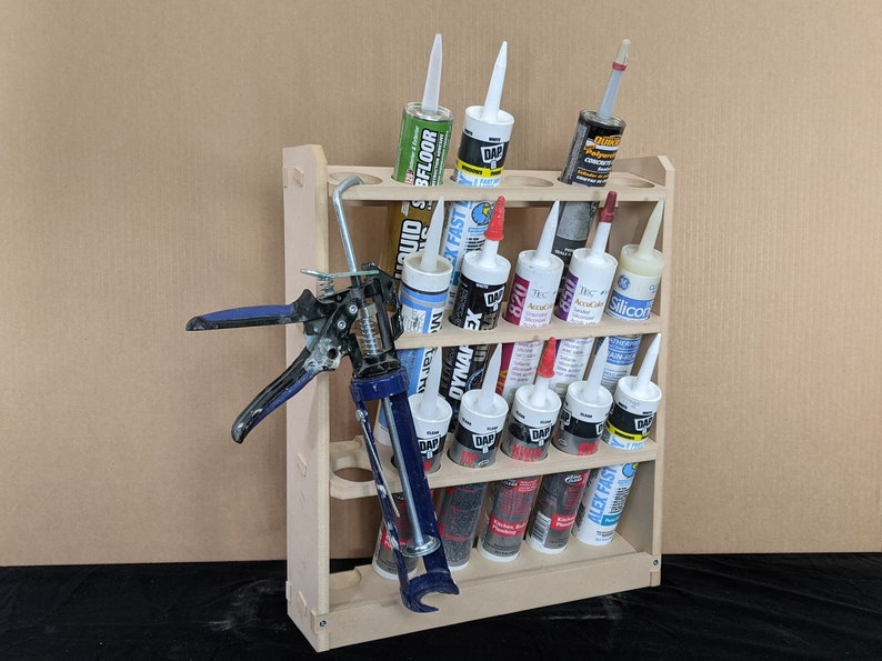 18-tube Caulking Adhesive Organizer: Free Standing, Stackable MDF Shelf ...