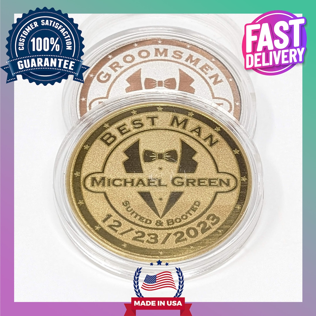 Best Man Challenge Coin, Groomsmen Engraved Personalized Medal - Etsy