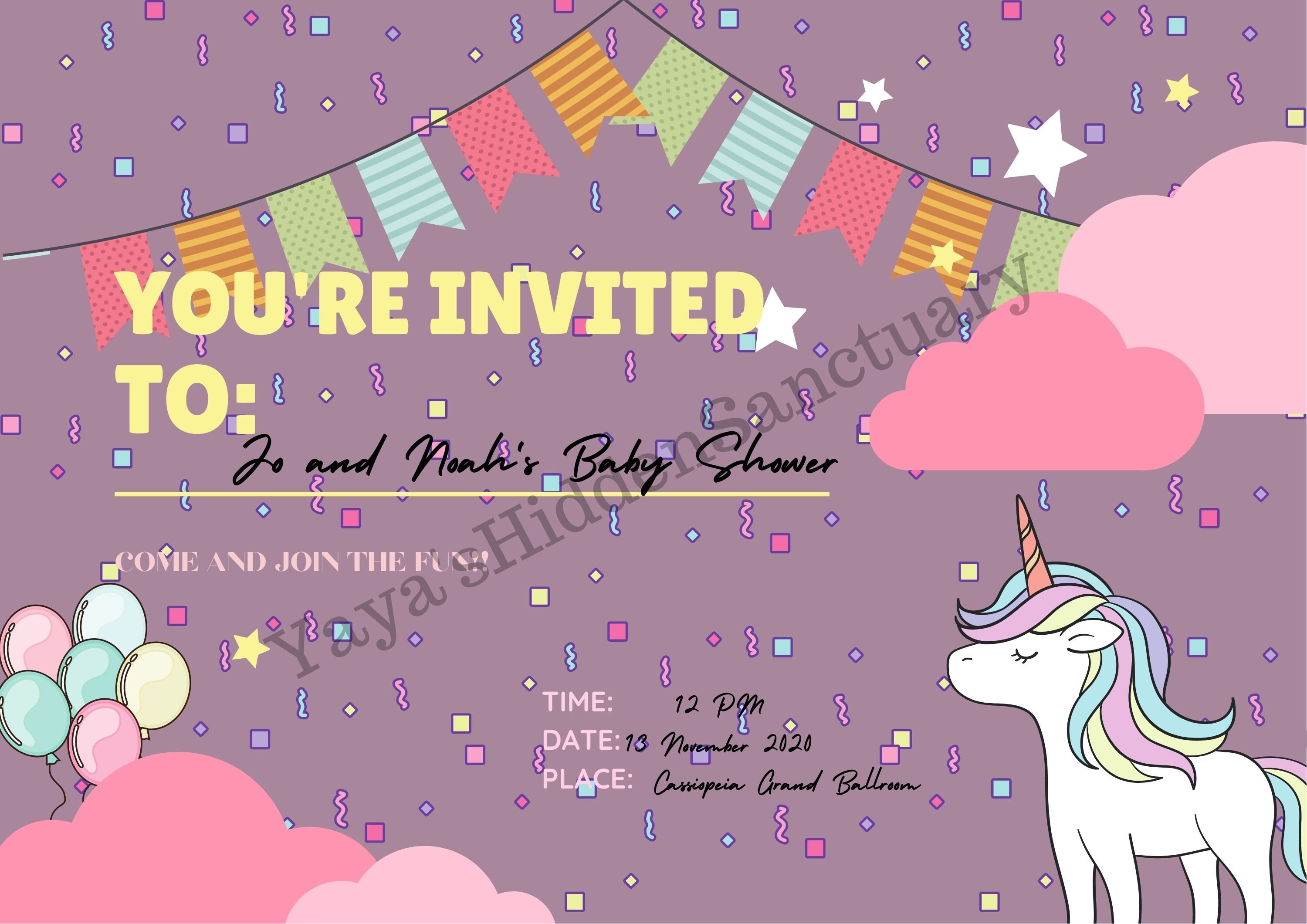 Unicorn Theme Invitation Card Unicorn Birthday Invitation - Etsy