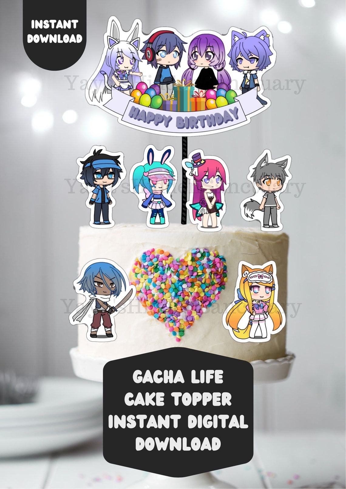 Gacha Life Cake Topper Gacha Life Party Supply Gacha Life - Etsy