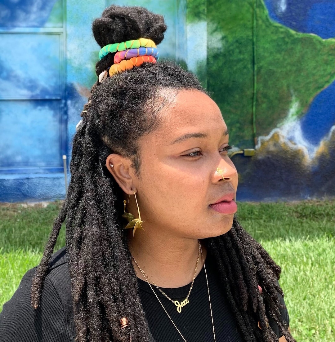 Rainbow Tie Dye Loc Tie | Black Owned | Ponytail Holder |dread Spiral ...