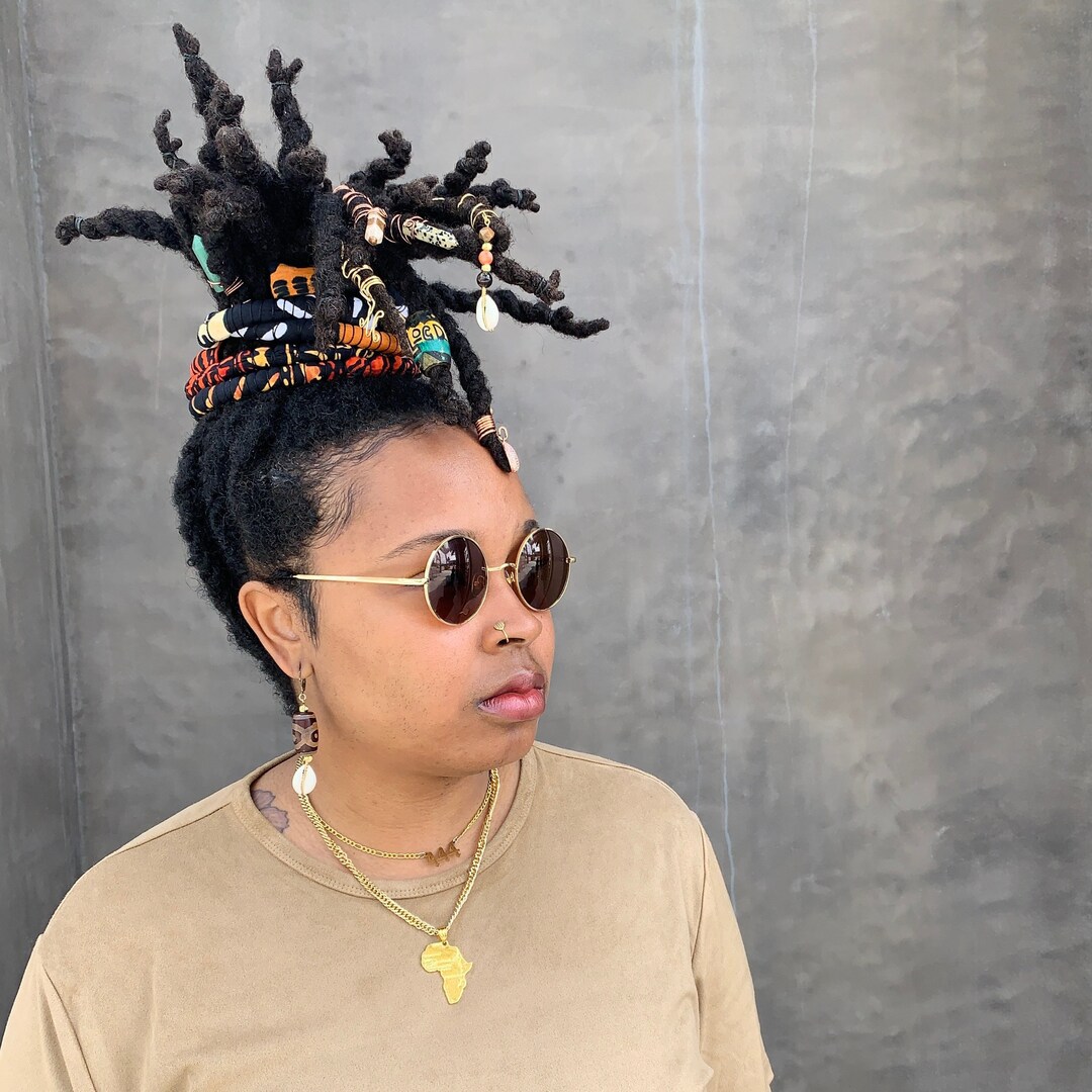 Loc Hair Tie Afrocentric Spiral Lock Ties Dread Ties - Etsy