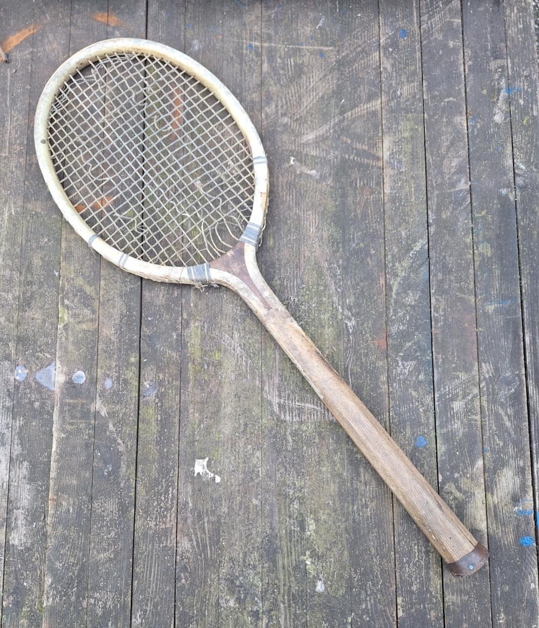 Vintage Old Wooden Tennis Racket With Catgut Stringing - Etsy