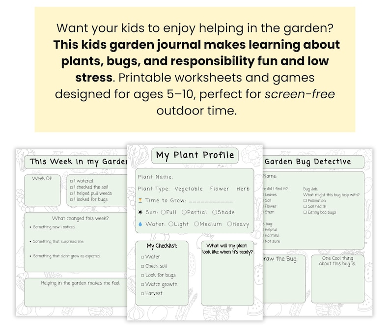 Kids Homeschool Garden Journal: Plant Life Cycle Activities (PDF ...
