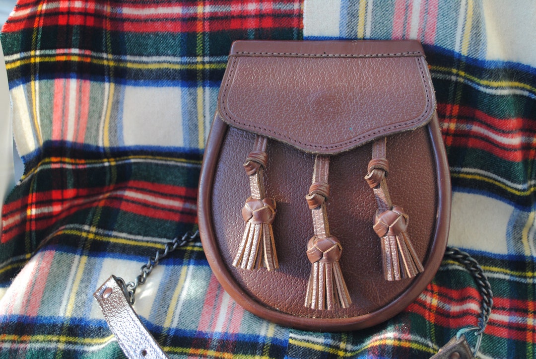 Vintage Brown Leather Day Sporran. - Etsy