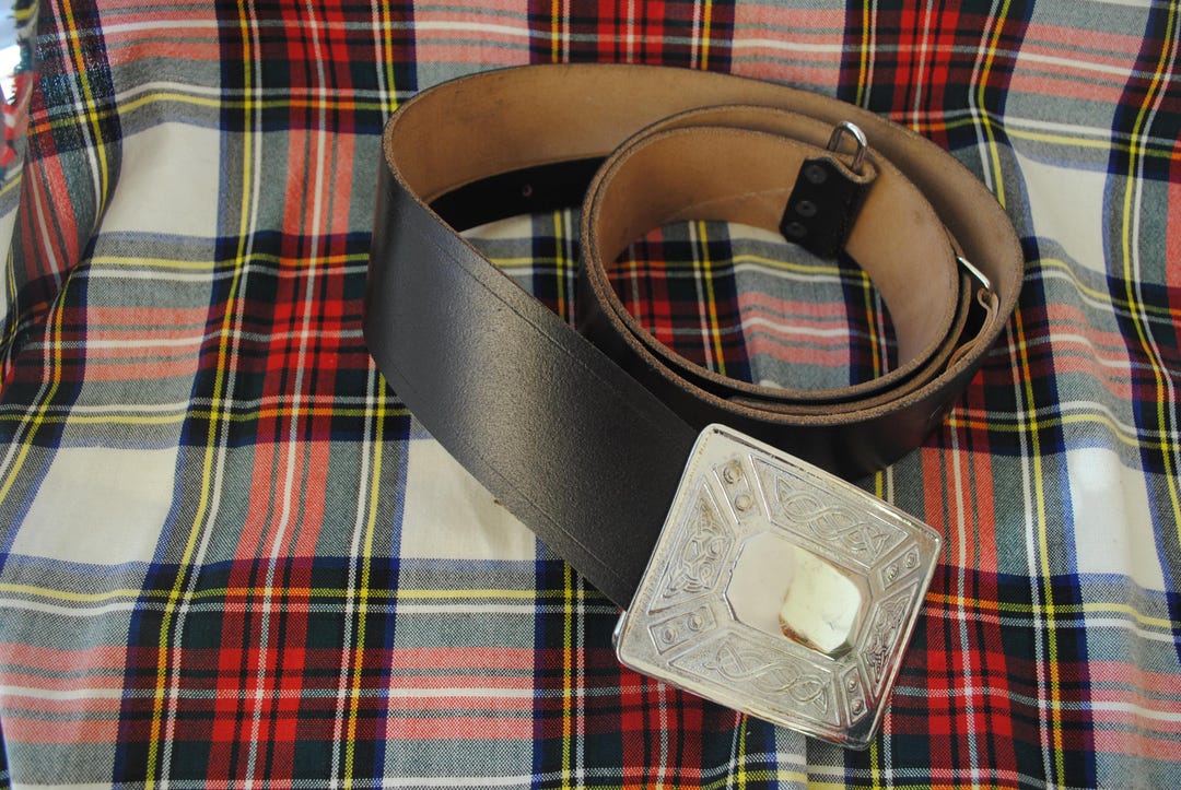 Black Leather Kilt Belt With Celtic Buckle. - Etsy