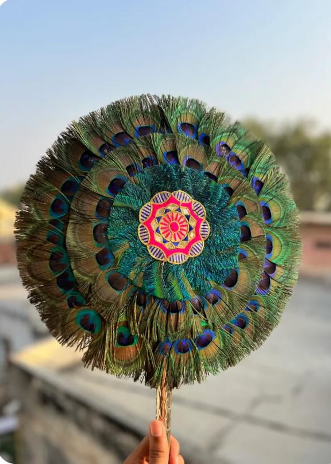 12inch/30cm Handmade Peacock Feather Fan,vrindavan Mor Pankhi,krishna ...