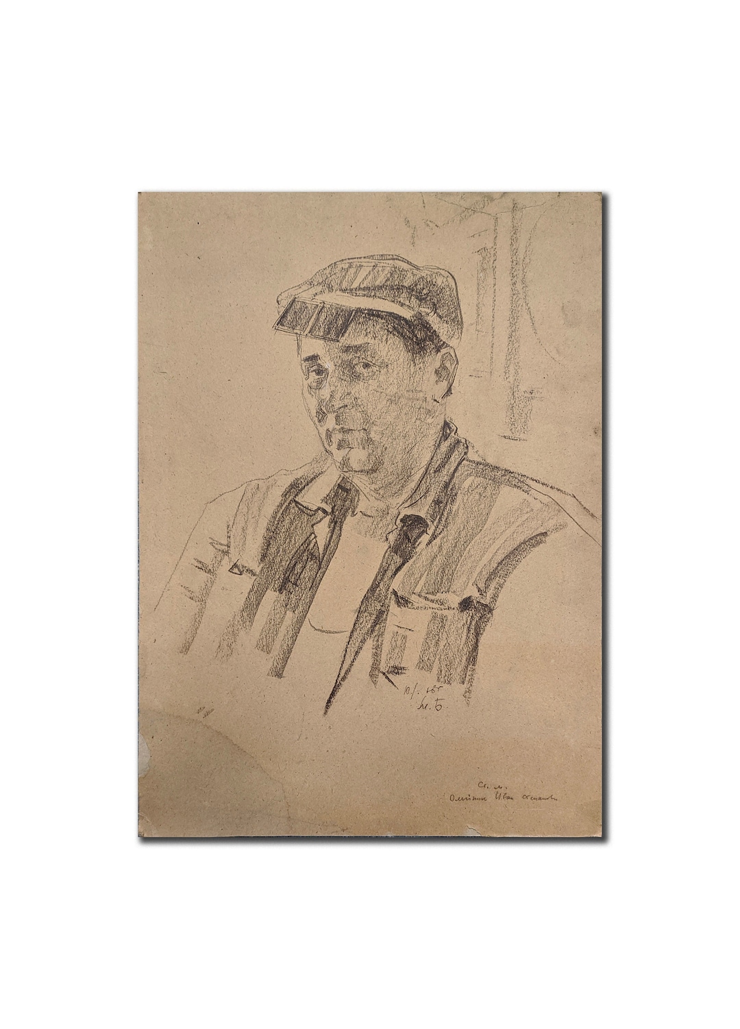 VINTAGE MALE PORTRAIT Vintage Original Pencil Drawing on Paper by ...