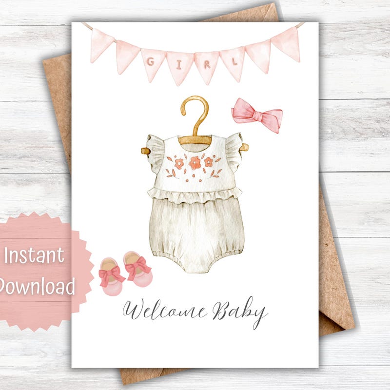 Watercolor New Baby Card - Etsy