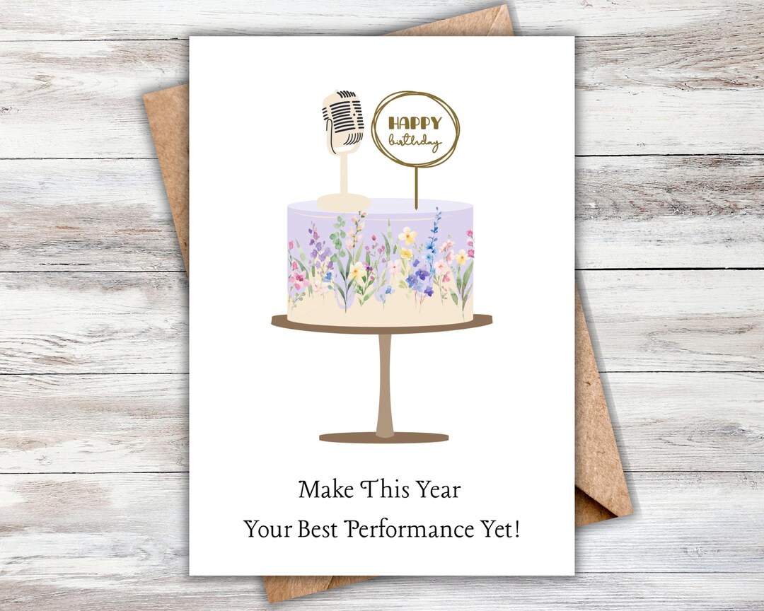 Lead Singer Birthday Card: Performance Cake (printable 5x7) - Etsy