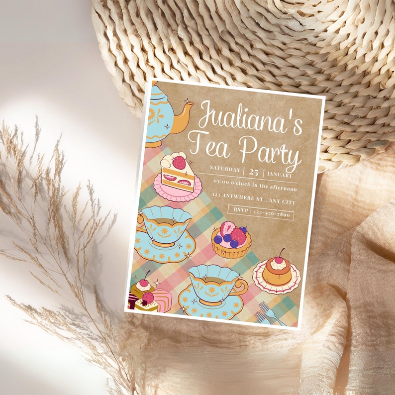 Tea Party Invitation Card / Elegant High Tea Invitation / Vintage Tea ...