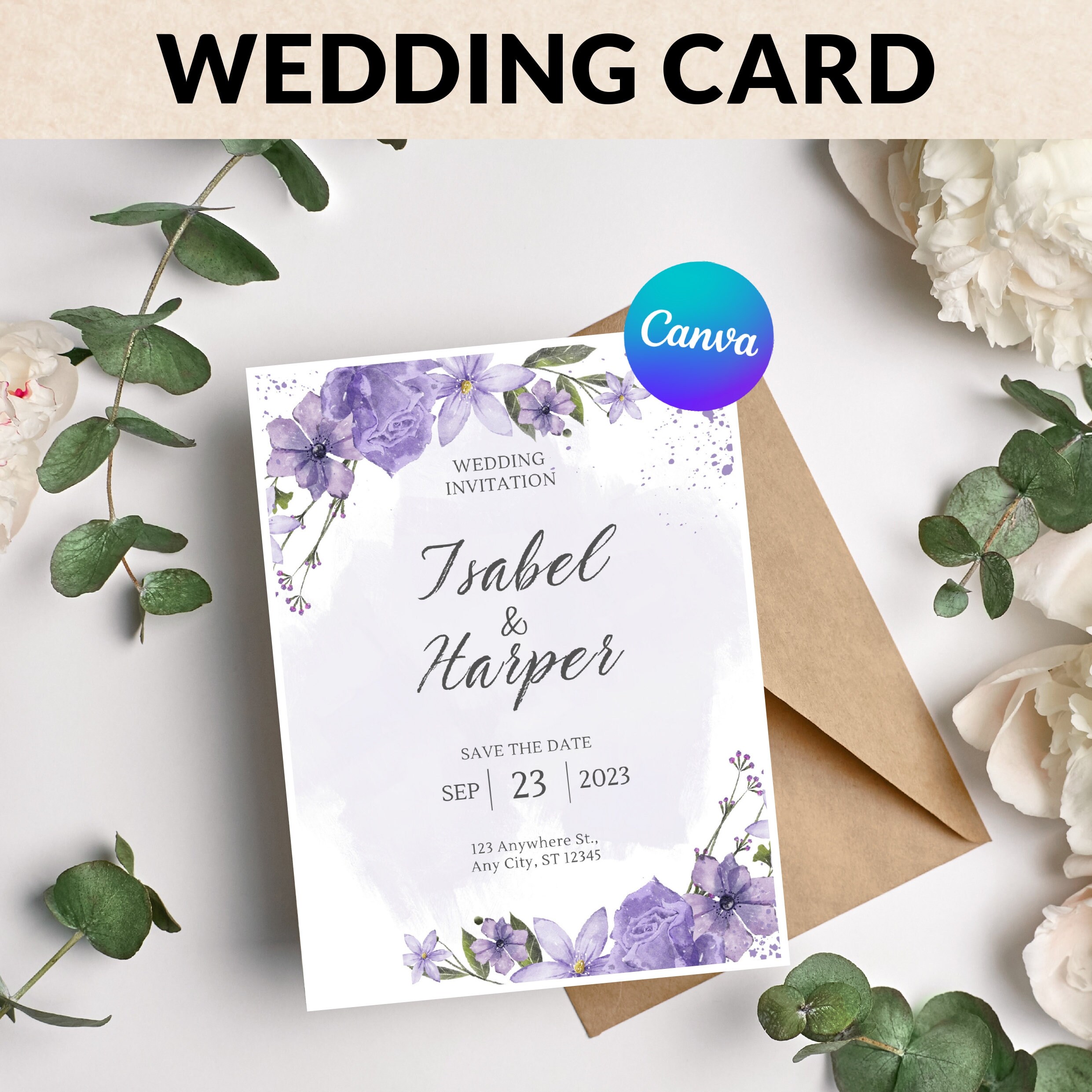 Wedding Invitation Card Floral Card Floral Happy Wedding Day Card