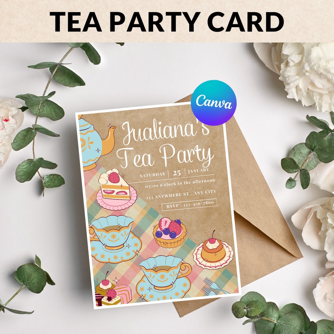 Tea Party Invitation Card / Elegant High Tea Invitation / Vintage Tea ...